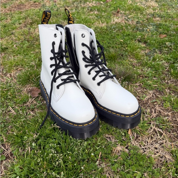 Dr. Martens | Shoes | Dr Martens White Combat Boots With Black Laces ...